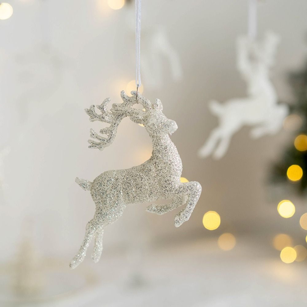 Exquisite PPS Christmas Tree Decoration White Champagne Elk Glitter ...