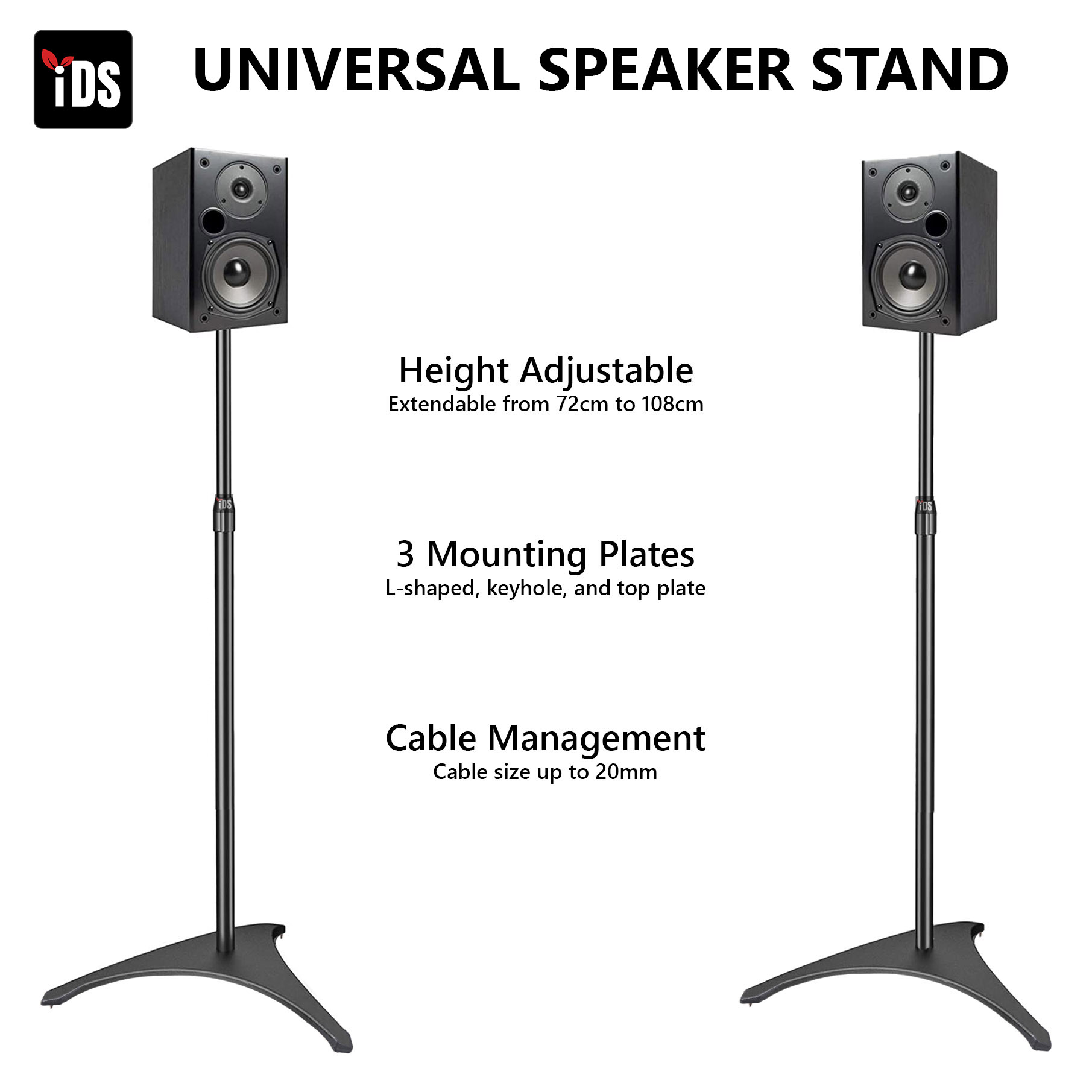 iDS Pair of HT-A9M2 Speaker Stands Height Adjustable with Cable ...
