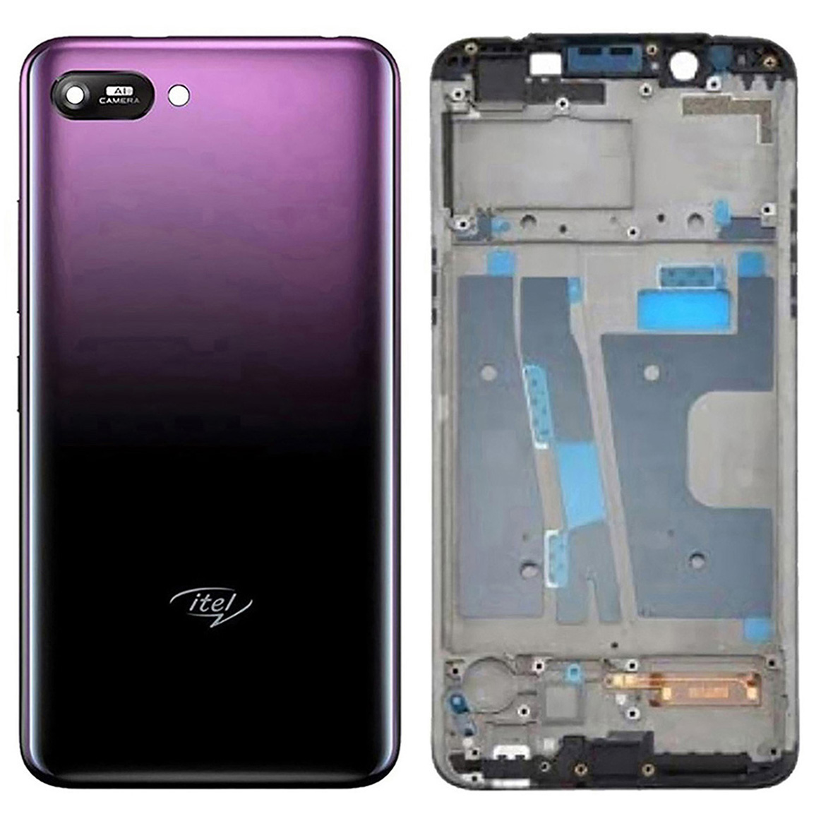 iTel A25 Middle Frame Housing with Power Volume Buttons & Camera Lens ...