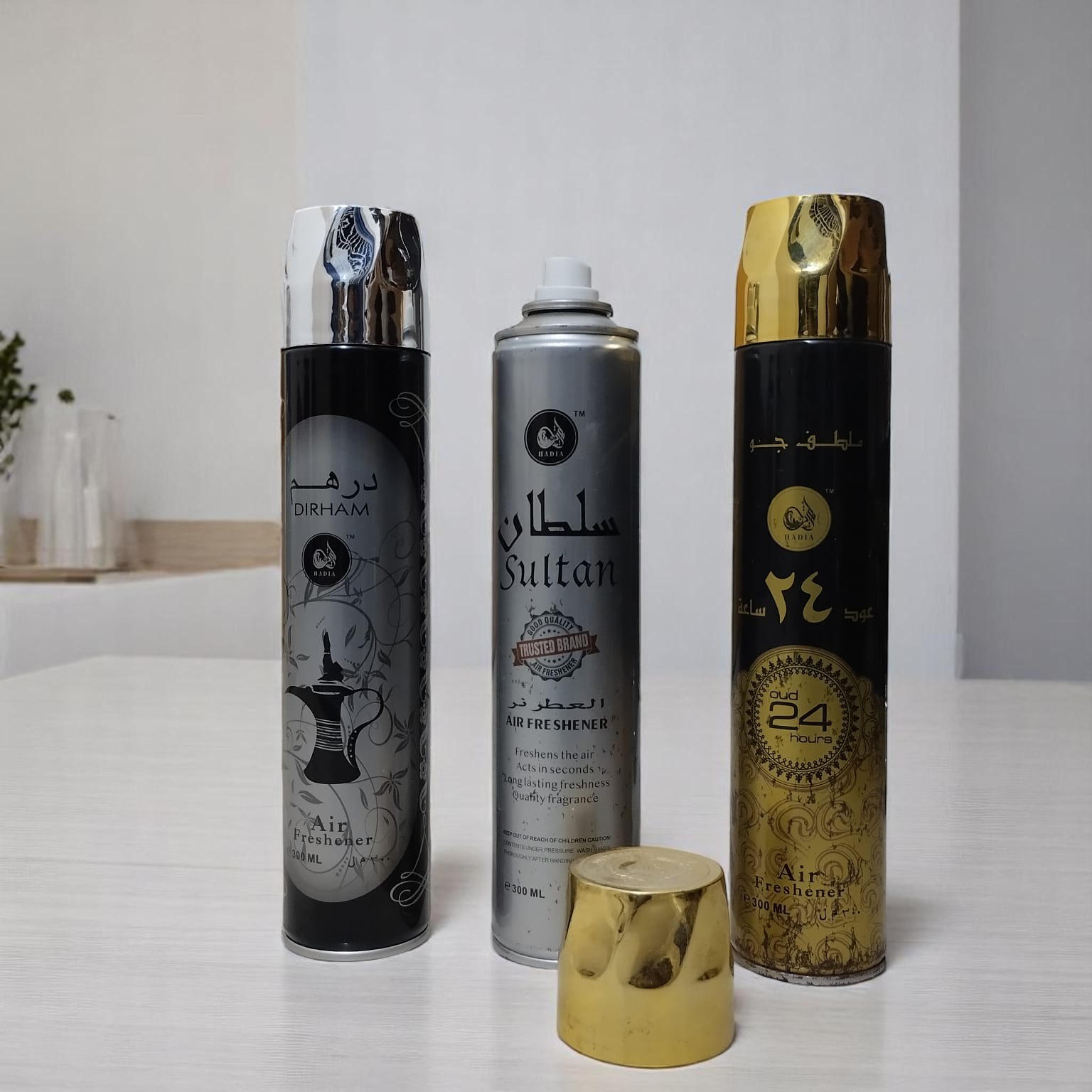 Hadia Triple Fragrance Combo – Sultan, Oud, Dirham 300ml Each Arabic ...