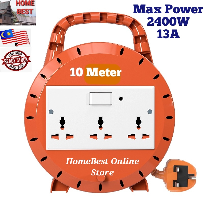 New: 10 Meter Wire Heavy Duty EXTENTION BOX ROUND EXTENSION Plug ...