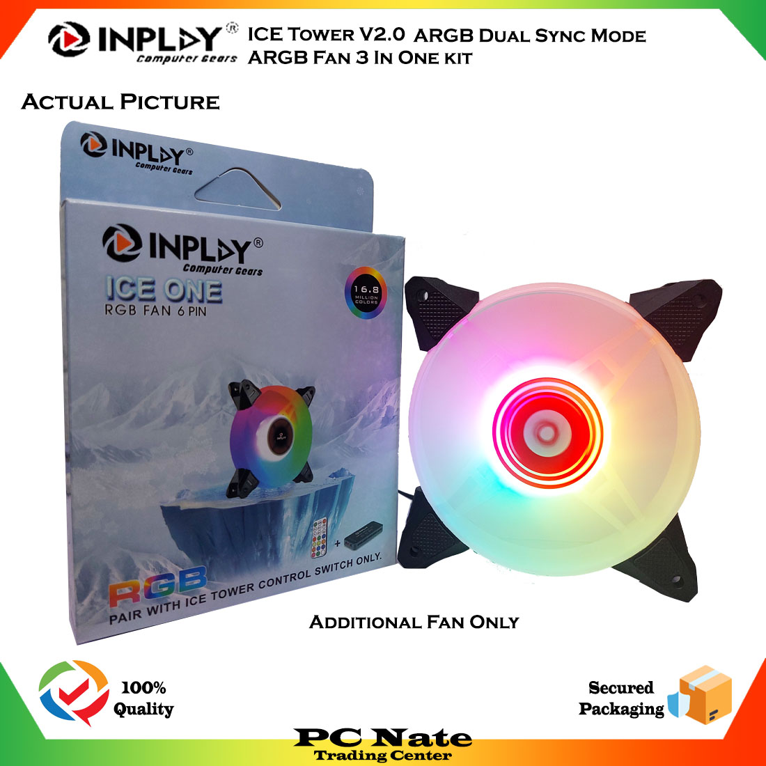 Inplay ICE TOWER V2 3-In-1 ARGB Fan Kit | 3PCS 12CM Cooling Fan, with ...
