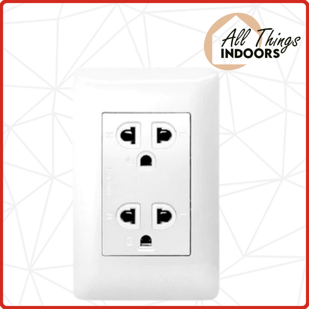 Duplex Universal Outlet With Ground in Ivory Plate 16A - DP3-WG412 ...