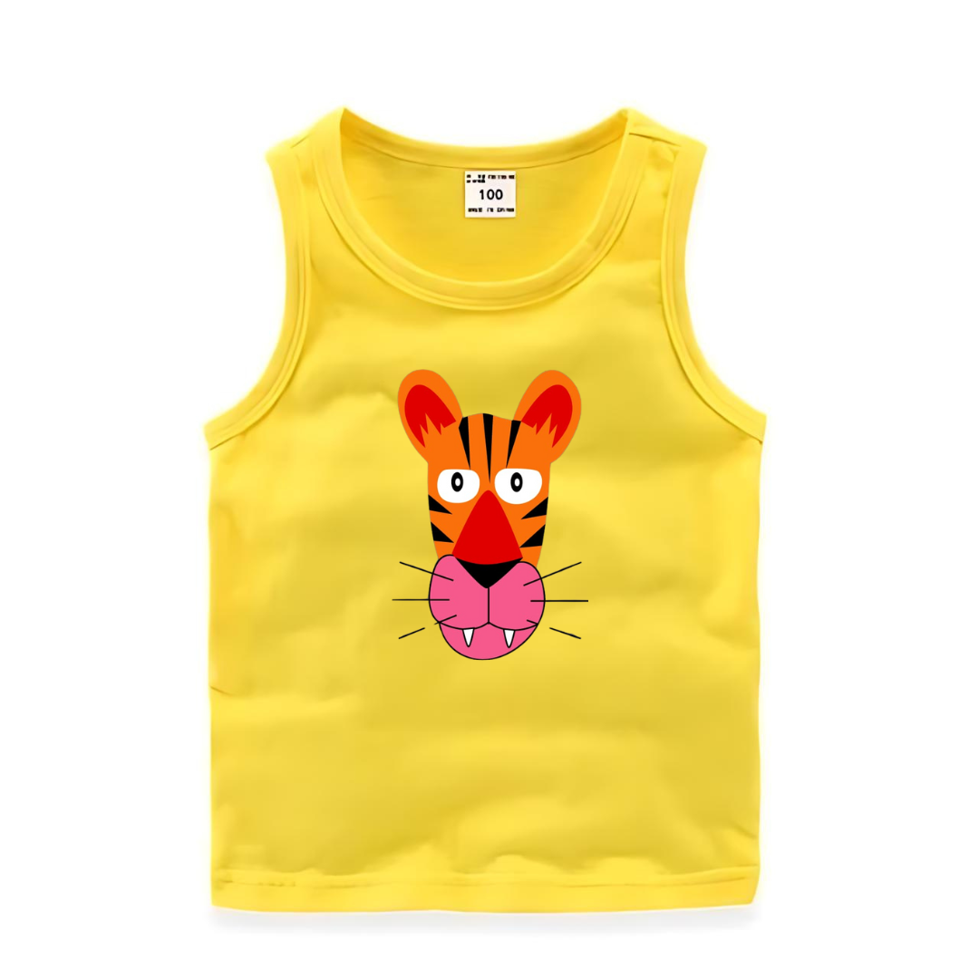 The Vintage Clothing Printed Sando T-Shirt for Boys - Yellow Sleeveless ...