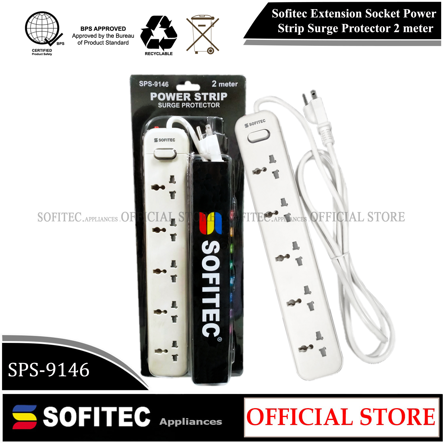 Sofitec Heavy Duty Power Extension Cord Power Strips Surge Protector ...