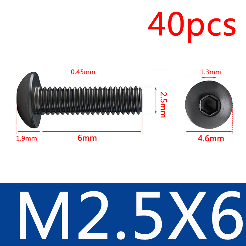 304 Black Stainless-Steel Round Head Hex Screw Socket Mushroom Pan Head Hexagon Bolt M2 M2.5 M3 ...
