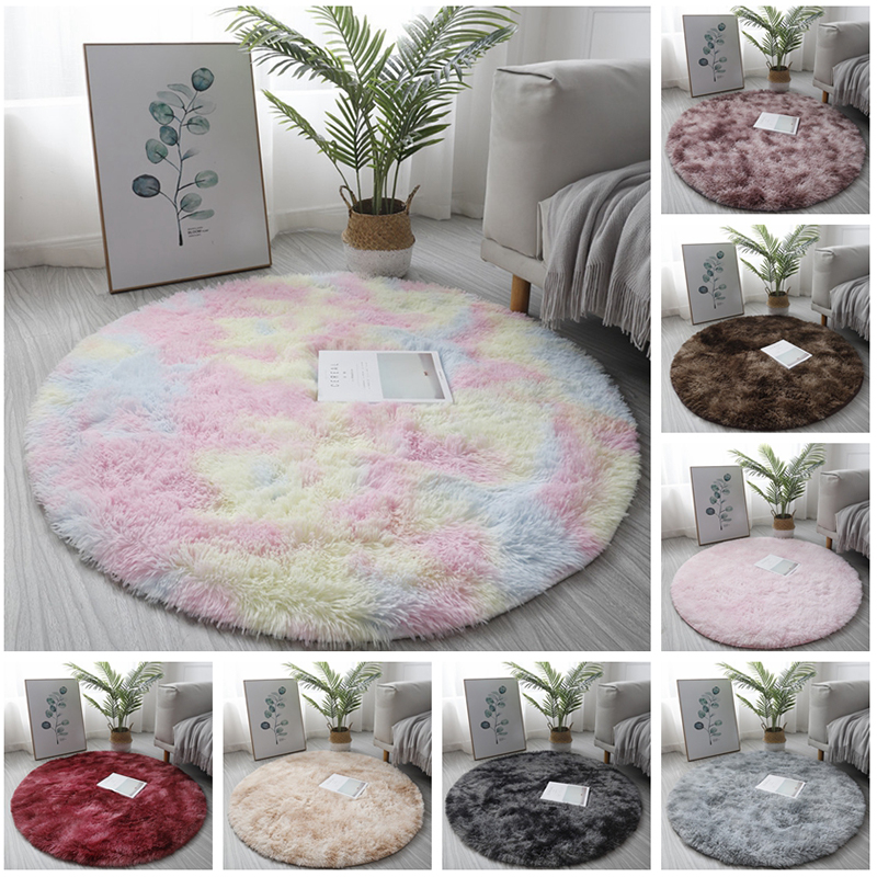 Luxury Round Soft Faux Sheepskin Fur Area Rugs Washable Wool Bedside ...