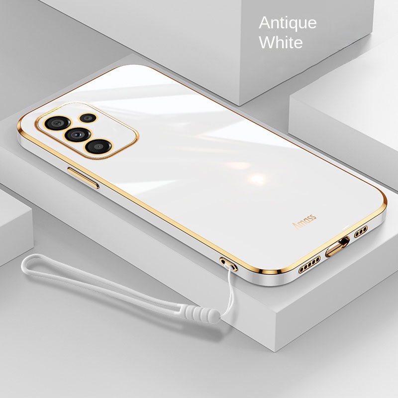 Samsung Galaxy A06 A16 Luxury Square Edges Plating Back TPU Soft Case ...