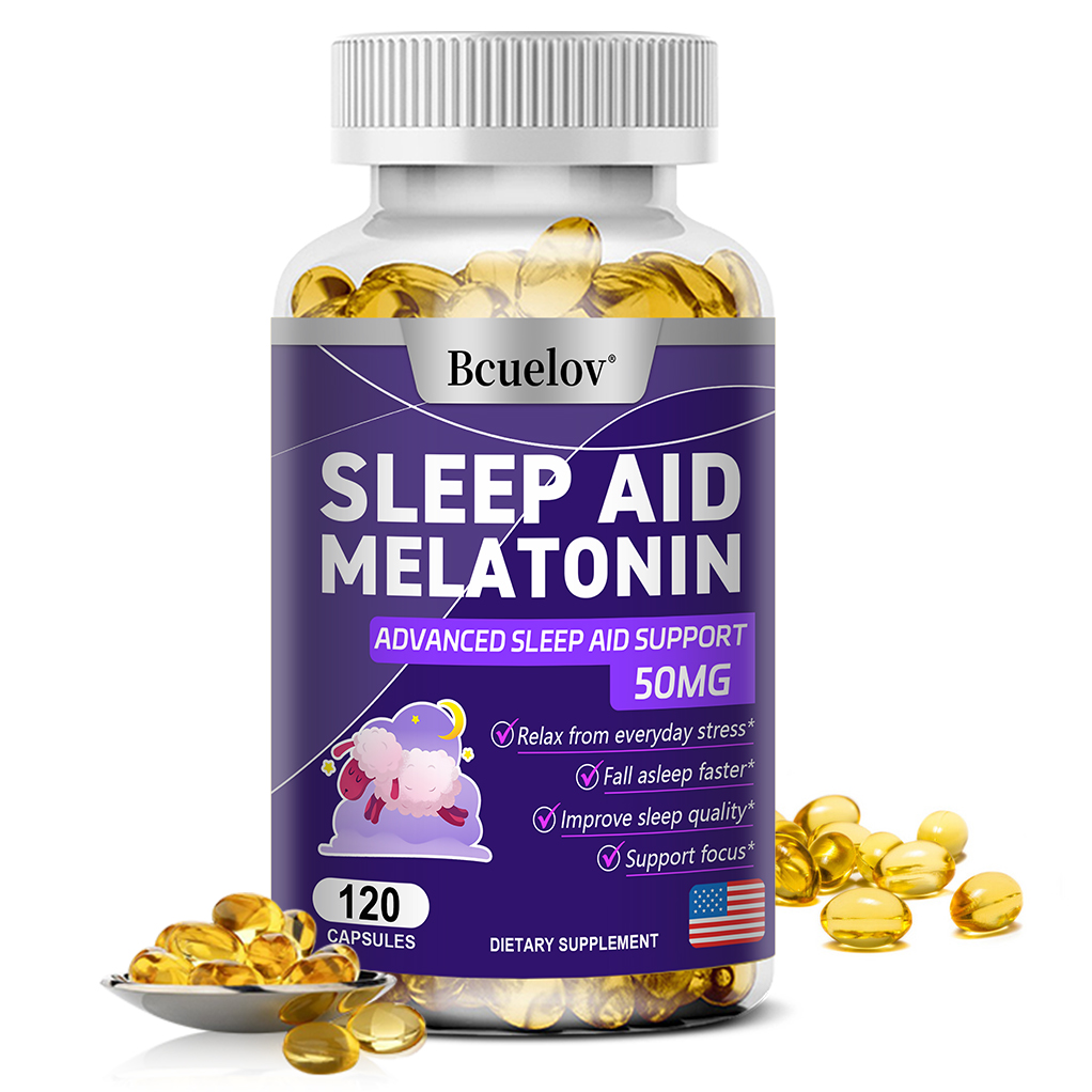 bcuelov 50mg melatonin capsule vitamin C relieves stress, improves ...