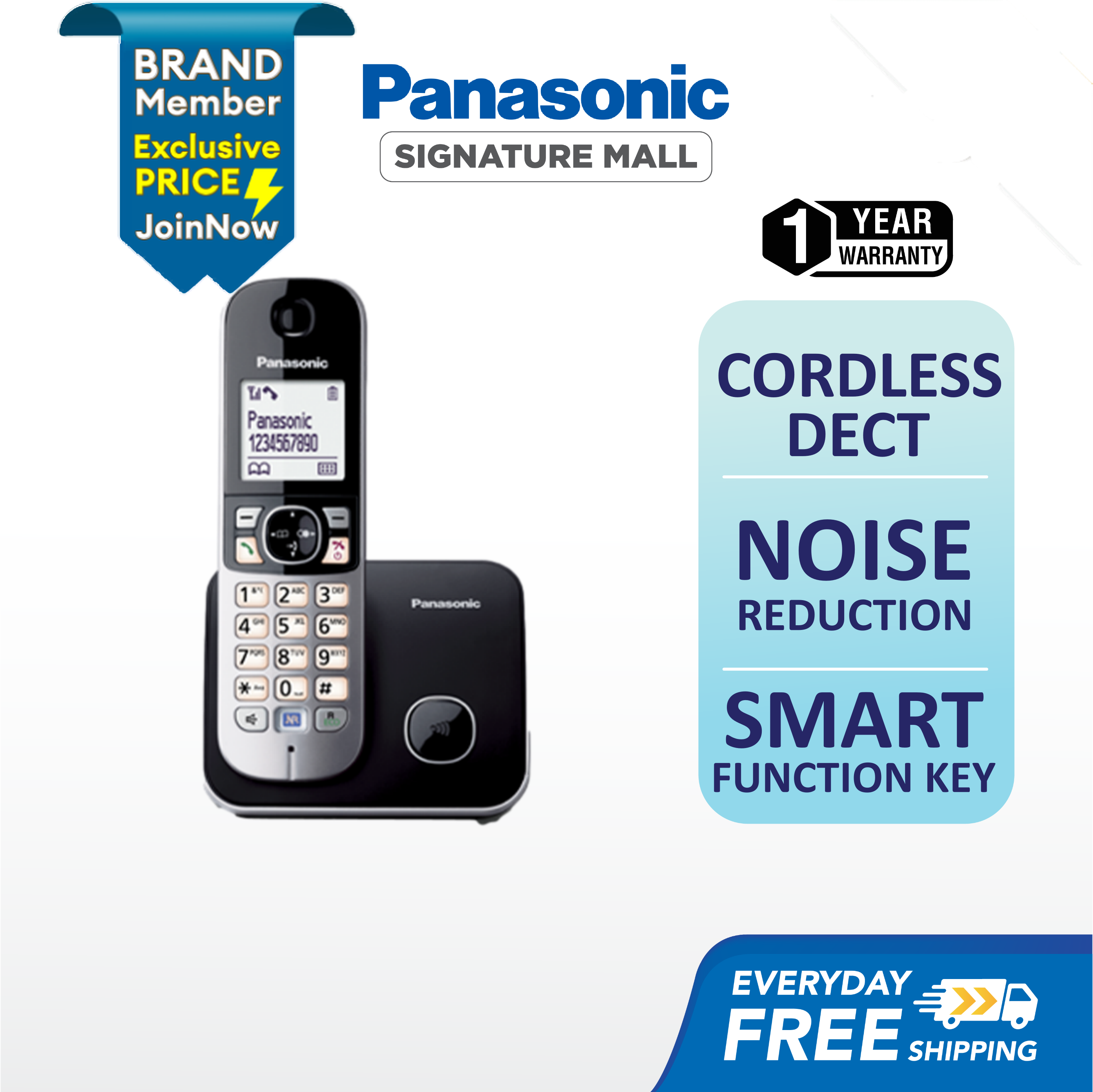 PANASONIC TG6811 Cordless Phone Speaker Phone KX-TG6811MLB Call ...