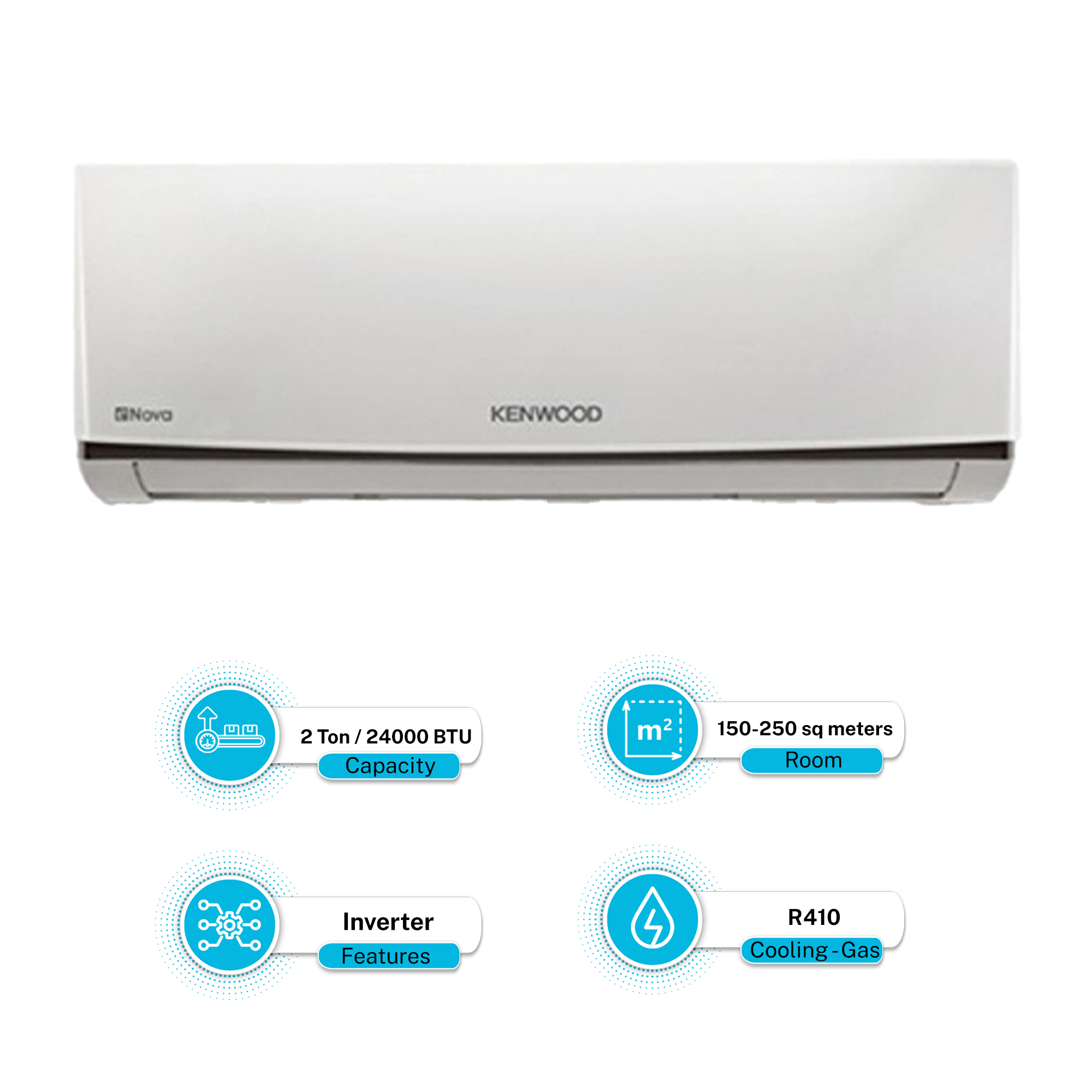 Kenwood 2 Ton DC Inverter NOVA Series KEN-2450S 24000 BTU Split Cool ...