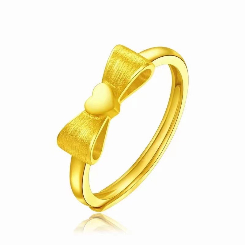 Golden Bow Ring Female Niche Design Ins Tide Ring Advanced Sense ...
