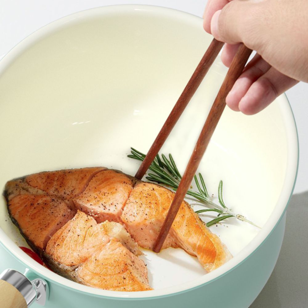 Universal Non-stick Ceramic Glaze Milk Pot Wood Handle with Lid Soup ...