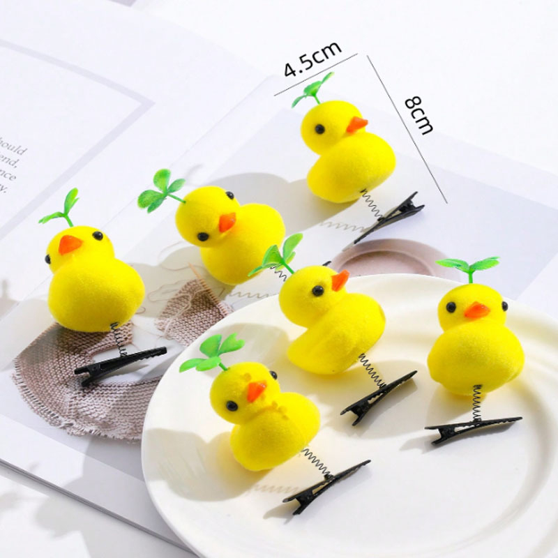 Kawaii 3D Little Yellow Duck Hair Clips Funny Cartoon Duck Hairpin For ...
