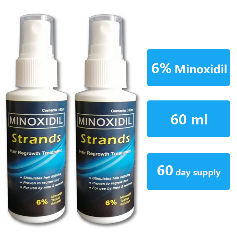 Minoxidil Strands (2 bottles) 6% Minoxidil TRINOXX 6% Topical Solution (60ml per bottle) Hair ...