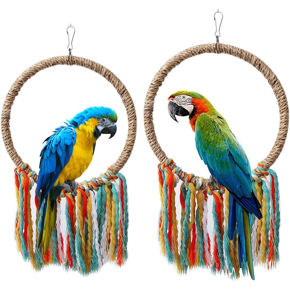 Parakeet Conures Hanging Cotton Rope Climbing Chewing Bite Circle Perch ...