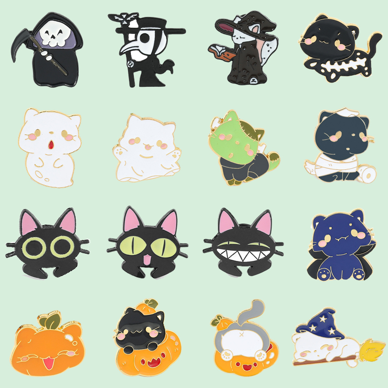 Pin Badge Halloween Creative Pin Brooch Ghost Pumpkin Black Cat Badge ...