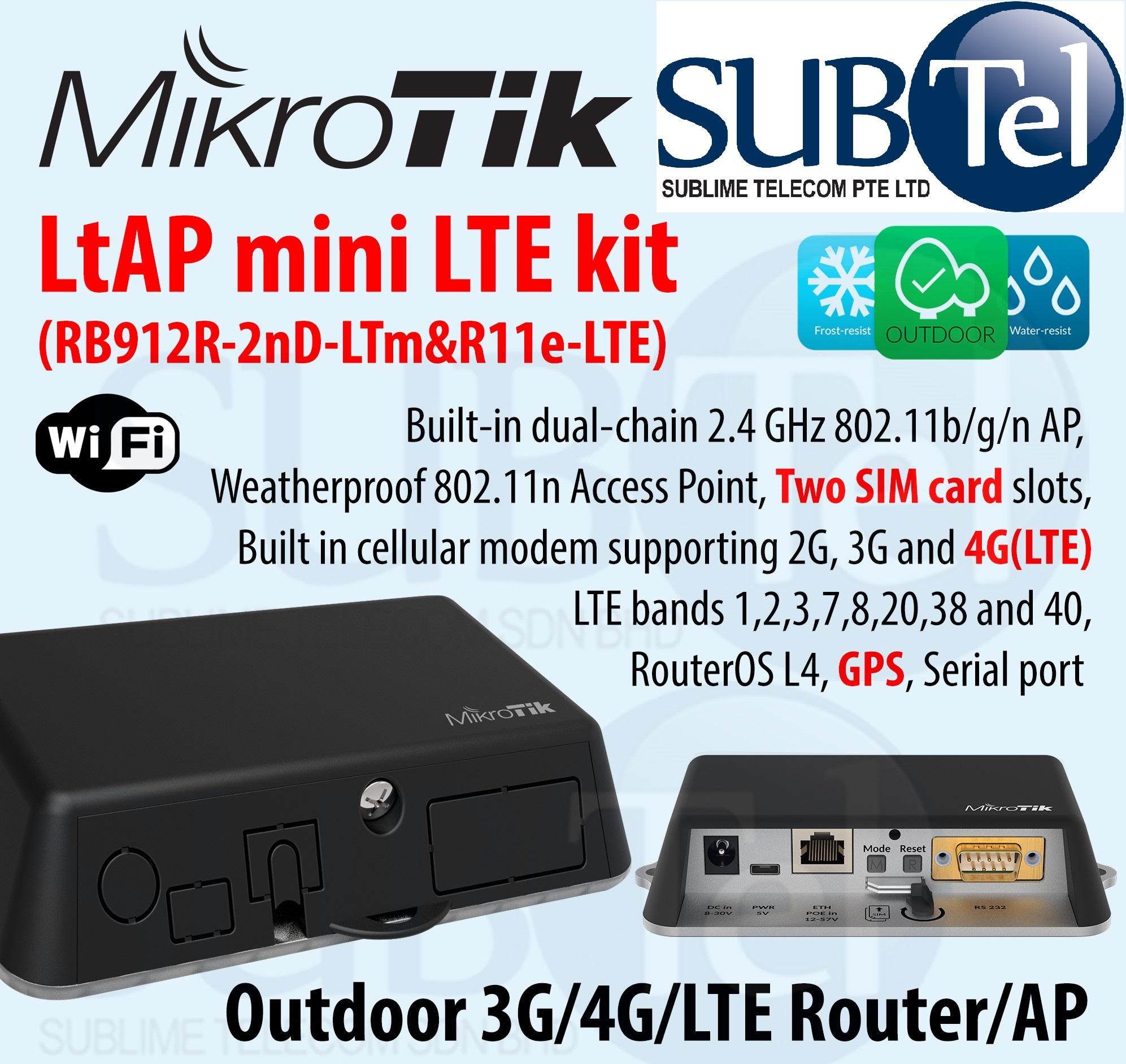 MikroTik LtAP mini LTE kit Weatherproof AP RB912R-2nD-LTm & R11e-LTE ...