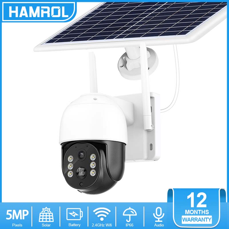 Hamrol 3MP Outdoor Solar Wifi Camera PIR Human Detection Wireless ...