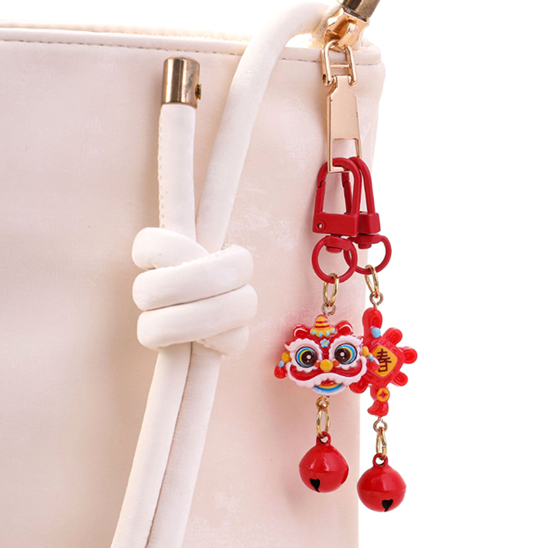 1PC Fashion Lion Awakening Lunar New Year Keychain Fortune Card Koi ...