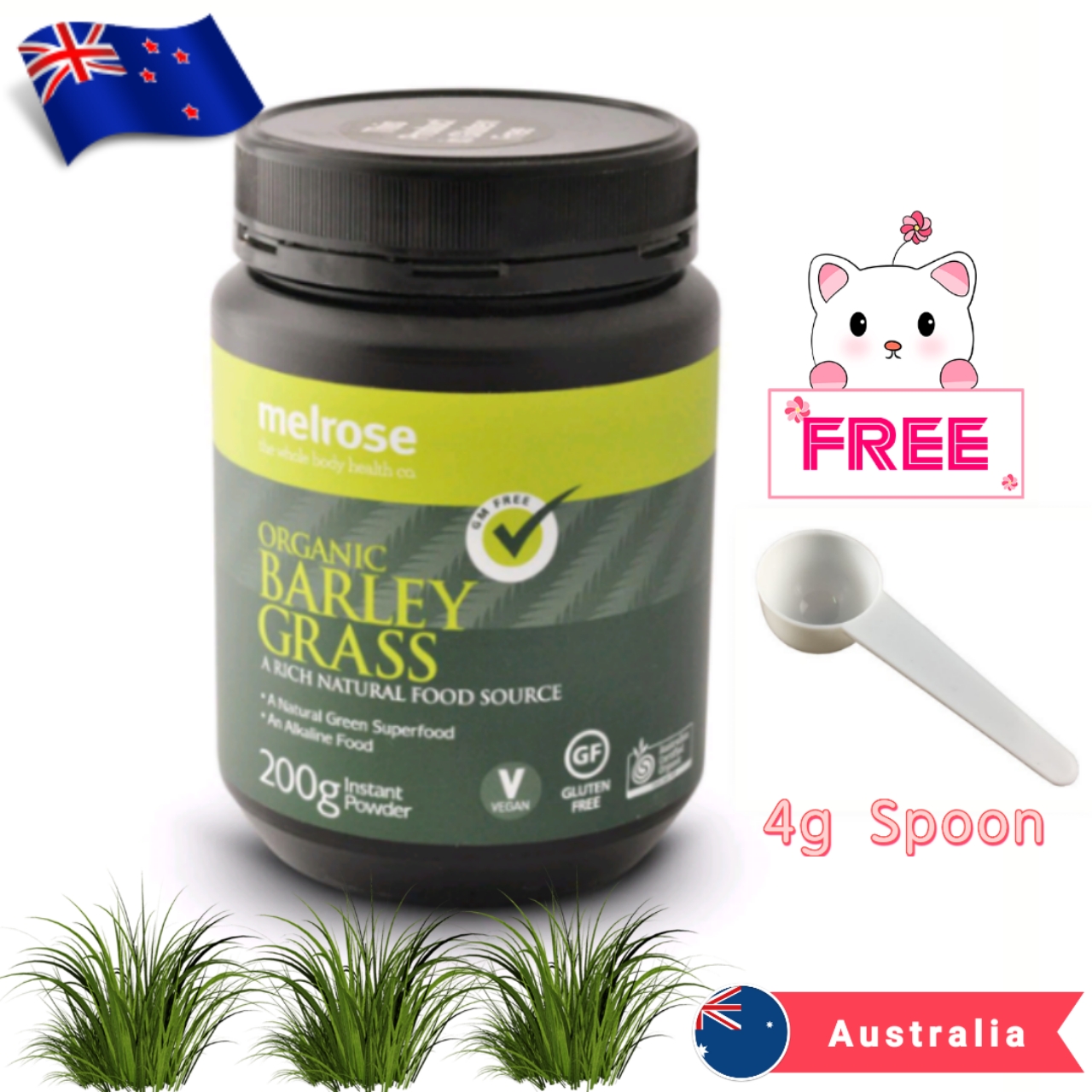 【READY STOCK】Melrose Organic Barley Grass Powder 200g Melrose 大麦草粉 200g ...