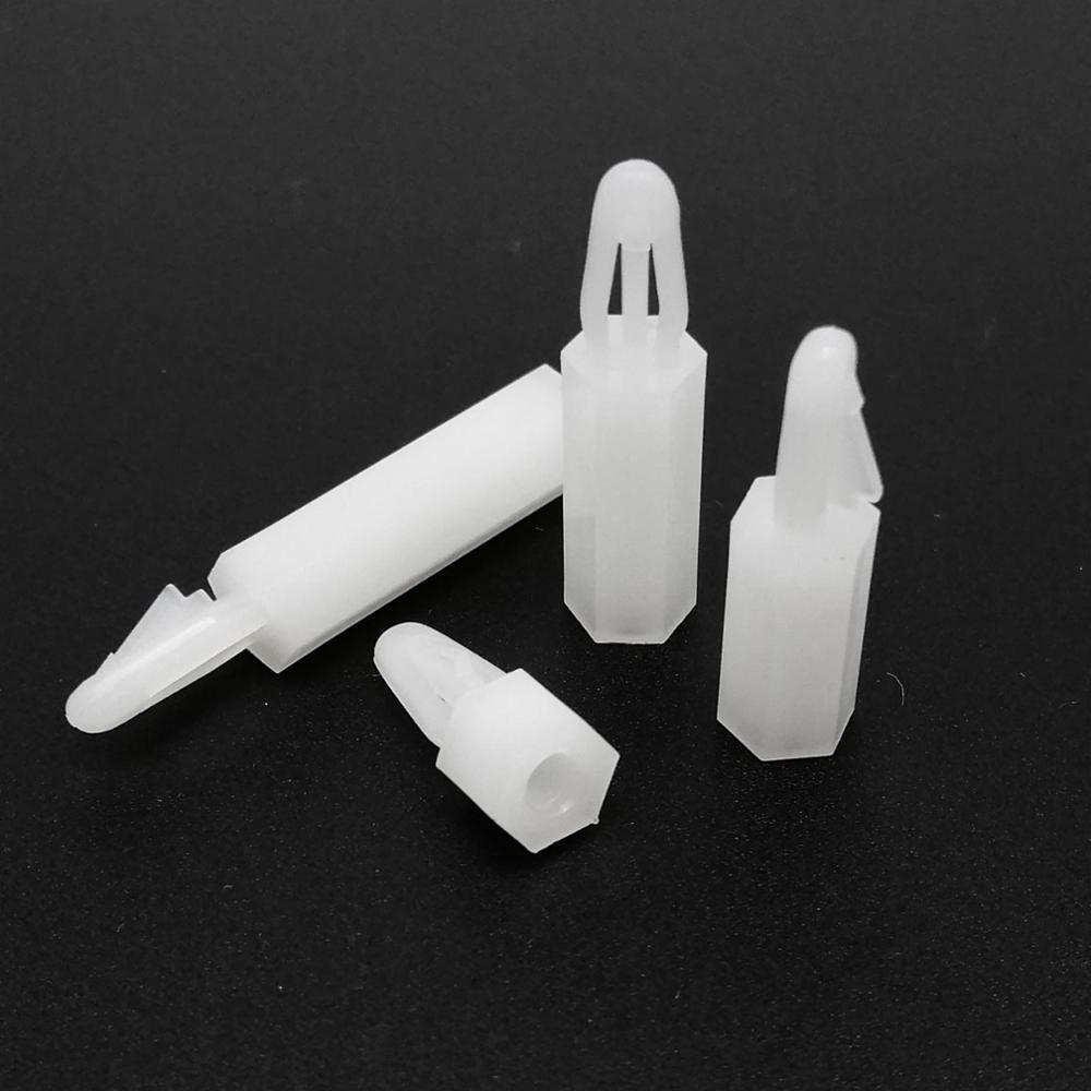 50pcs M3 Hex Hexagon Nylon Plastic Standoff Spacer Lock Push Clip on ...