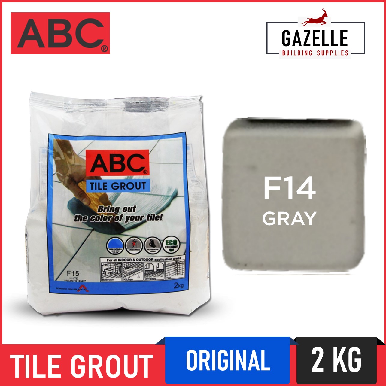 ABC Tile Grout Original Bonding Solution 2kg - Gray F14 | Lazada PH