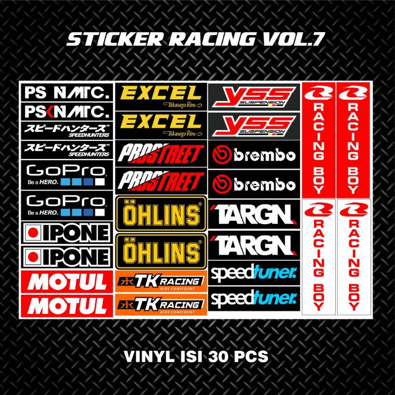 STICKER RACING/ STICKER PACK/STICKER LOGO SPONSOR/SPONSOR RACING ...