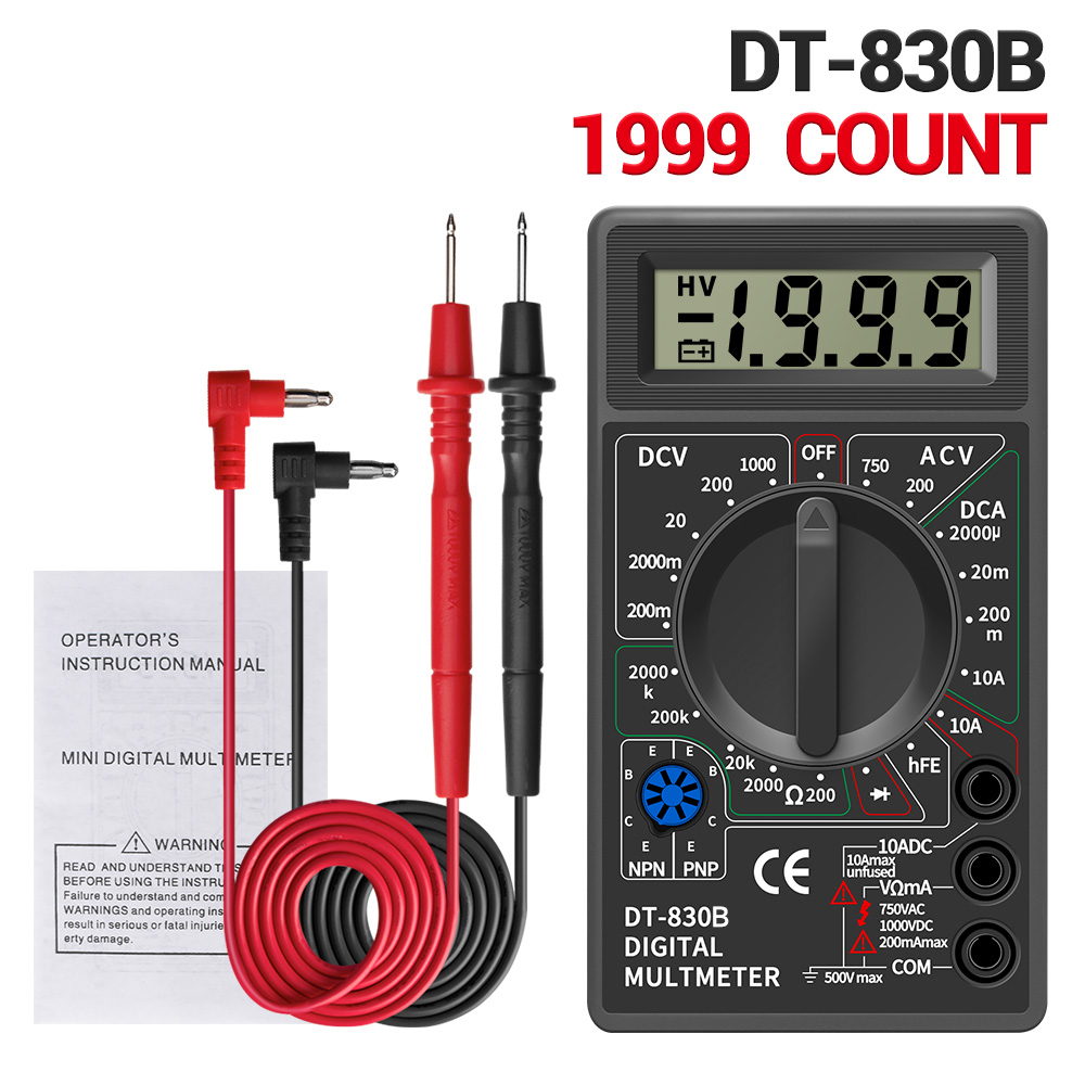 【Discount offer】LCD Digital Handheld Multimeter DT830B Mini Voltmeter ...
