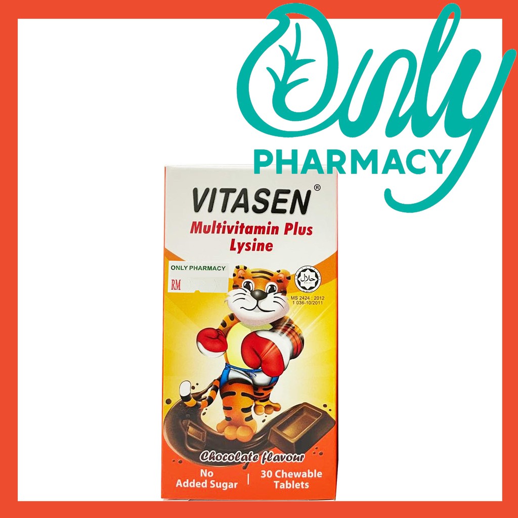 Vitasen Kids Multivitamin Plus Lysine Tab 30´s (Orange or Chocolate ...