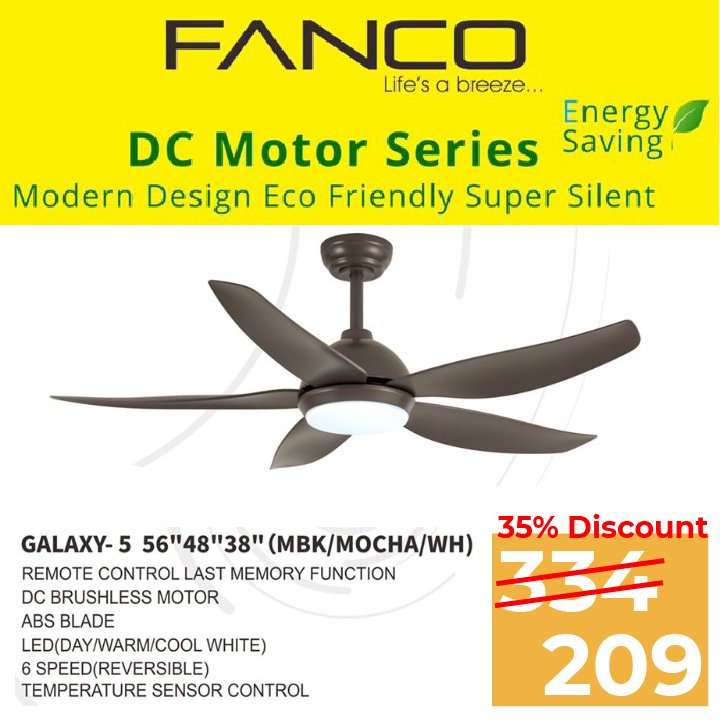 Fanco Ceiling Fan 5 blade DC motor c/w light | Lazada Singapore