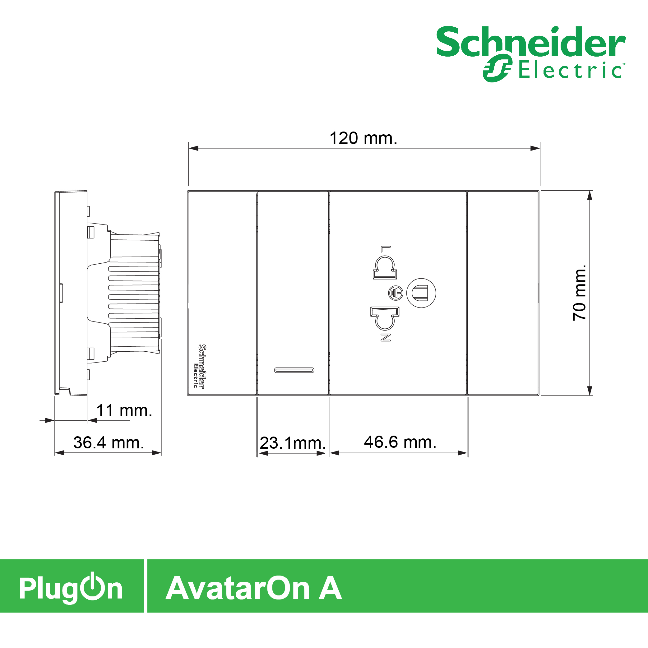 Schneider Electric ชุดเต้ารับ 3 ขา + สวิตช์ทางเดียว 1 ช่อง สีเทา Single ...