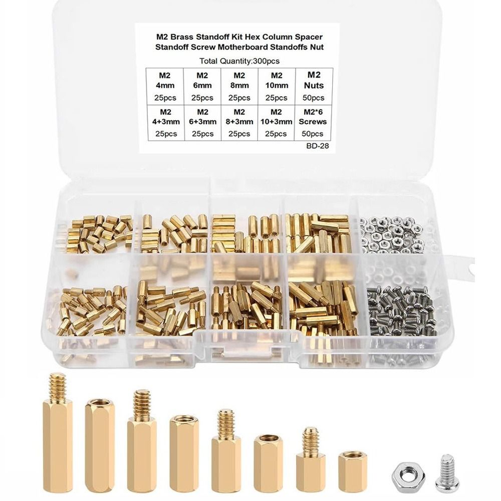 CBT 300pcs M2 Hex Brass Spacer Gold Male Female Standoff Screw Nut ...