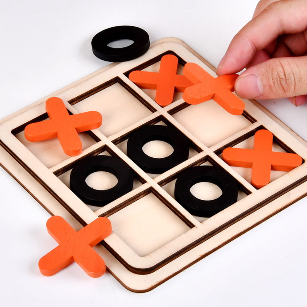 【Must-have】X O Game Blocks Tabletop Wooden Parent-Child Interaction ...