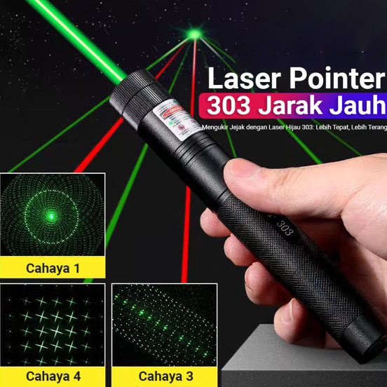 GREEN LASER POINTER 303 / LASER HIJAU PRESENTASI KOMPLIT BESERTA ...