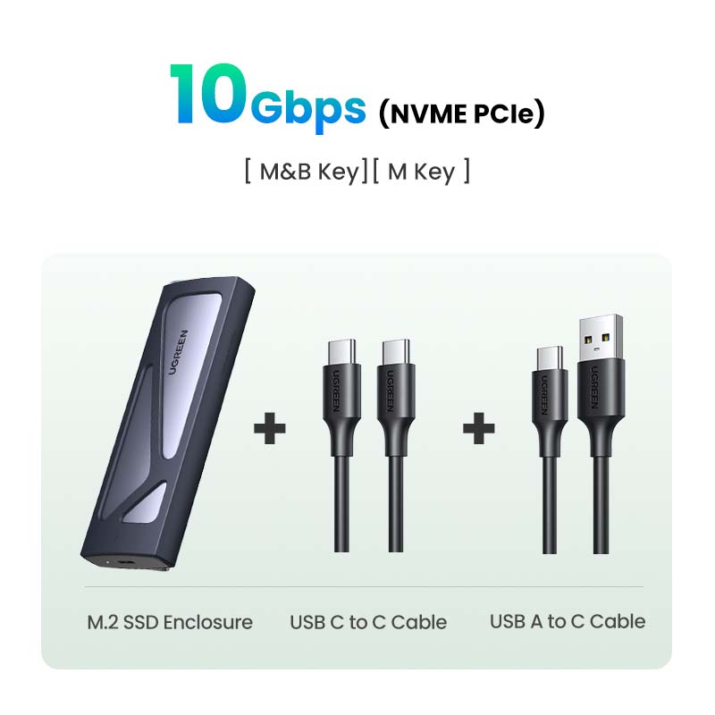 UGREEN M.2 NVMe SSD Enclosure Adapter 10Gbps USB C 3.2 Gen2 Tool-Free ...