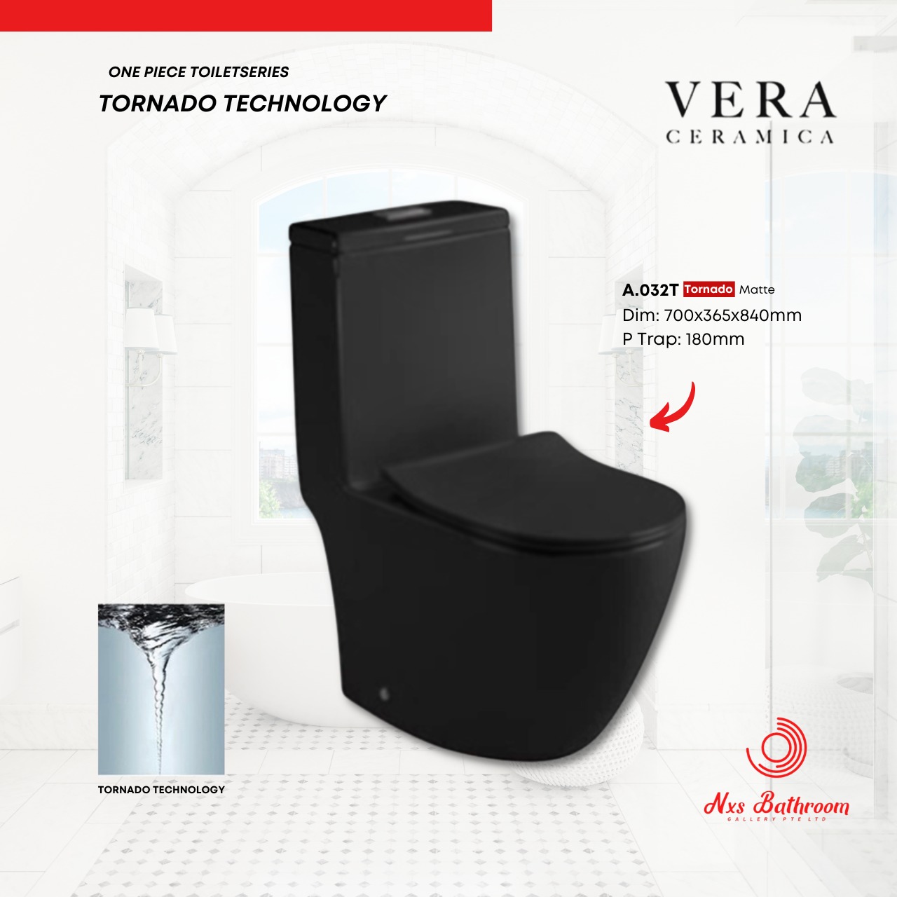 Vera Ceramica One-Piece Tornado WC Toilet Bowl with Geberit Flushing ...