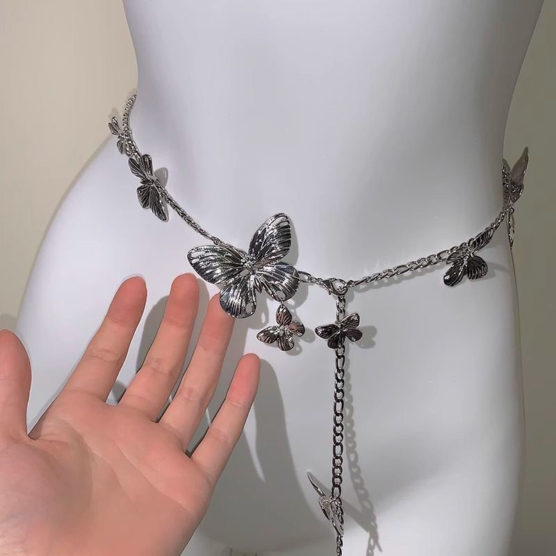 Creative Fashion Metal Butterfly Fringe Waist Chain Hip Hop Punk Style ...