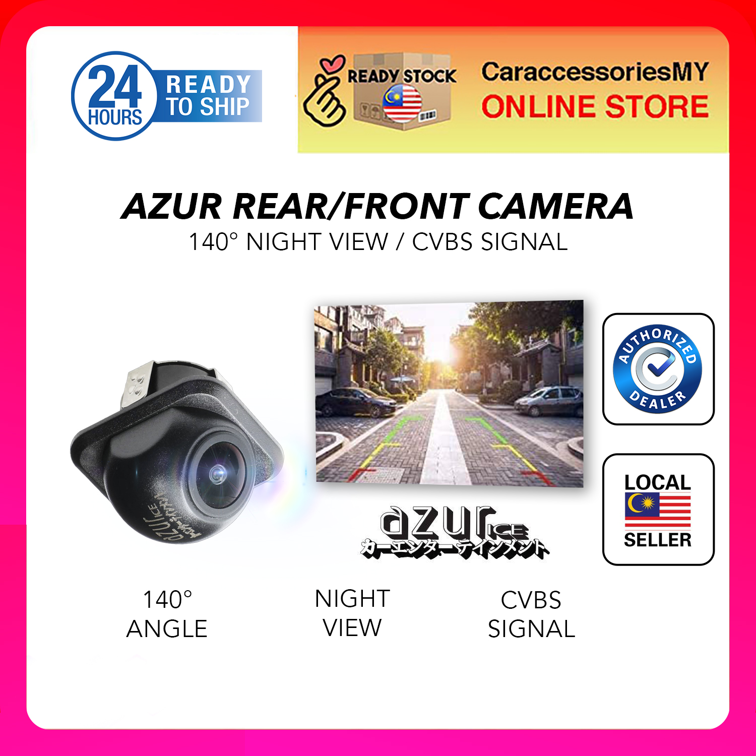 Azur Ice Car Reverse camera Az-90RC 140° wide angle back up rear view ...