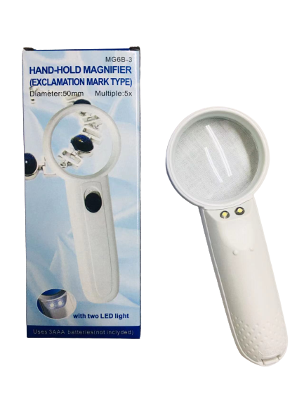 6B-3 HAND HOLD MAGNIFIER 50mm with two led light (exclamation mark type ...