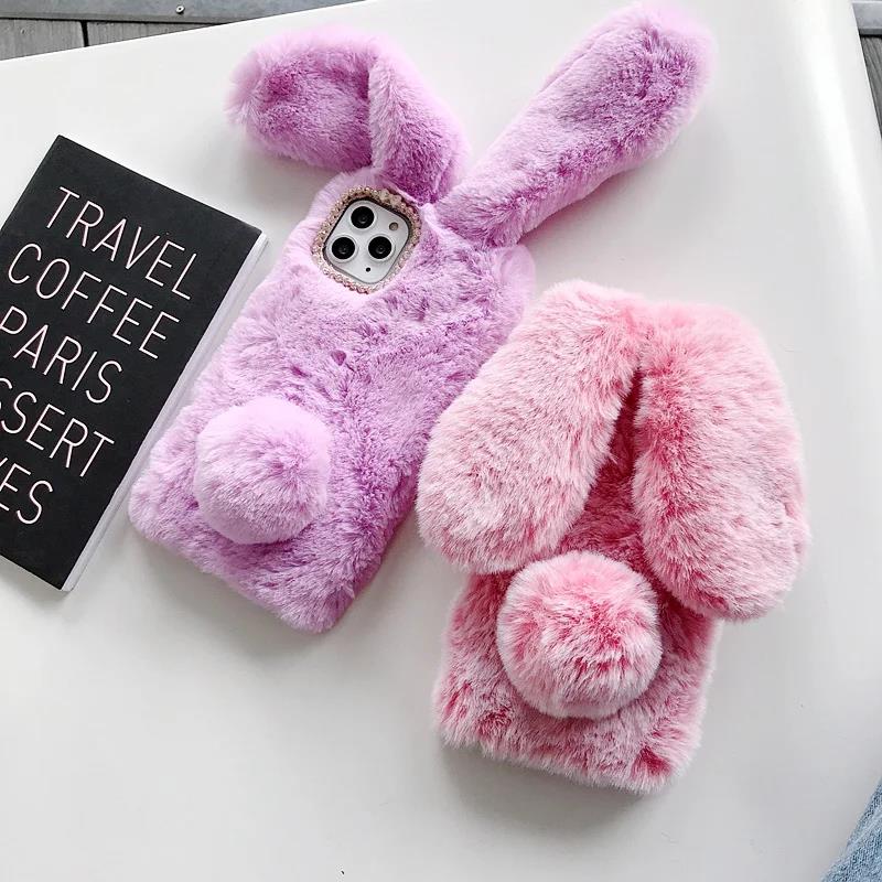 NEW Boucho Cute Rabbit Hairy Warm Fur case for iPhone 14 12 13 Pro Max ...