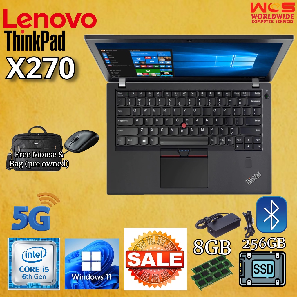 LENOVO X270, i5 6th Generation 8GB RAM 256GB SSD Refurbished Laptop Win ...
