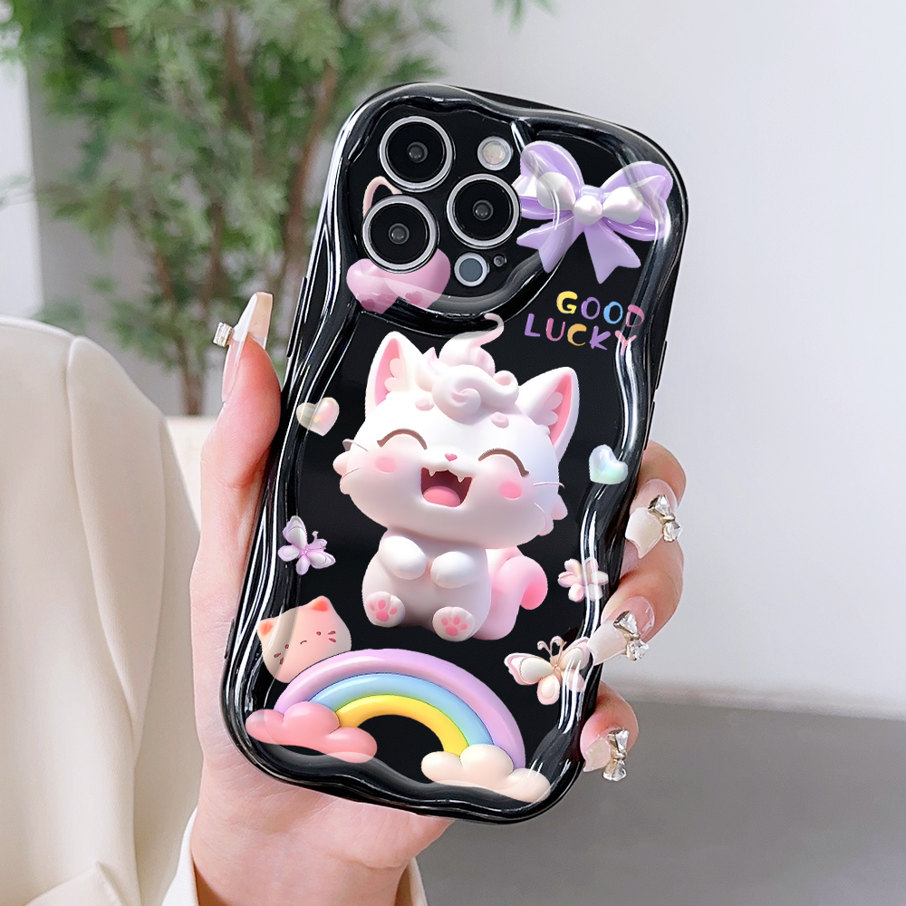 Hontinga for Vivo Y36 4G 5G Y27S Back Cover Pink Cat Phone Case Cream ...