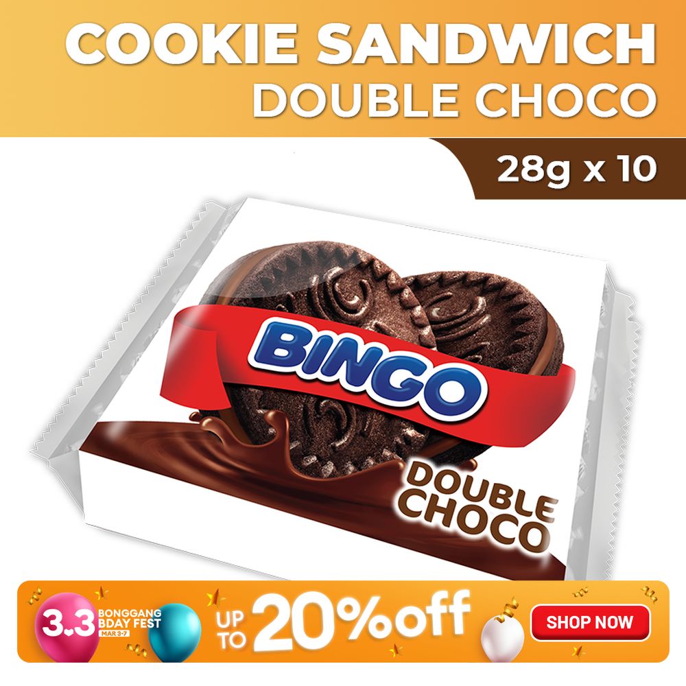 Bingo Double Choco Chocolate filled Choco Sandwich Cookies 28gx10 ...