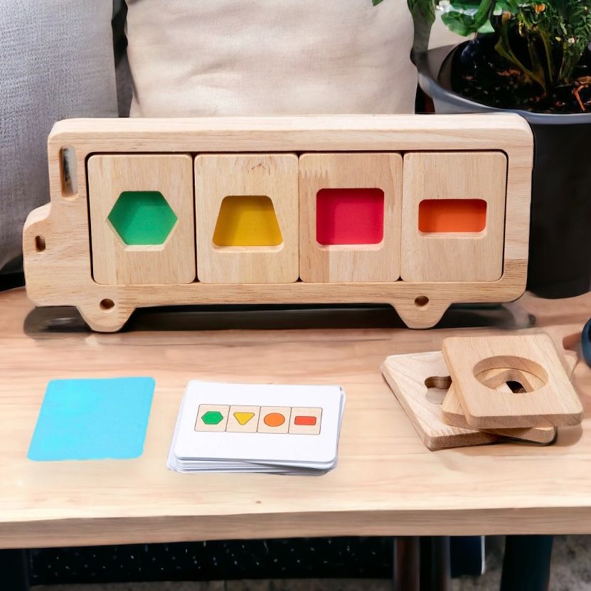 Bus Color and Shapes Sorting Toy. Montessori inspired | Lazada Singapore