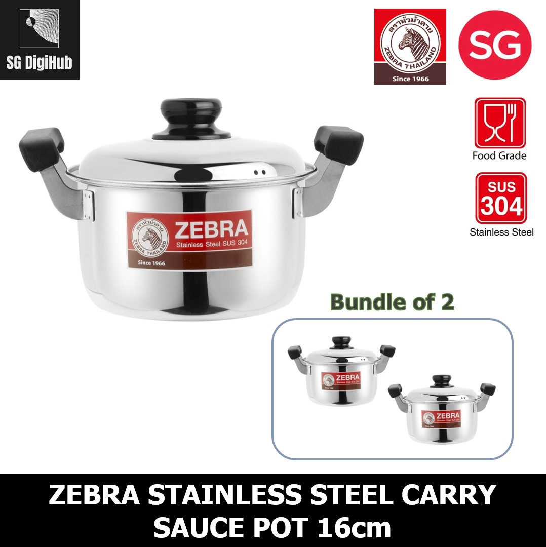 ZEBRA STAINLESS STEEL CARRY SAUCE POT 16CM (BUNDLE OF 2) / 18CM / 20CM ...