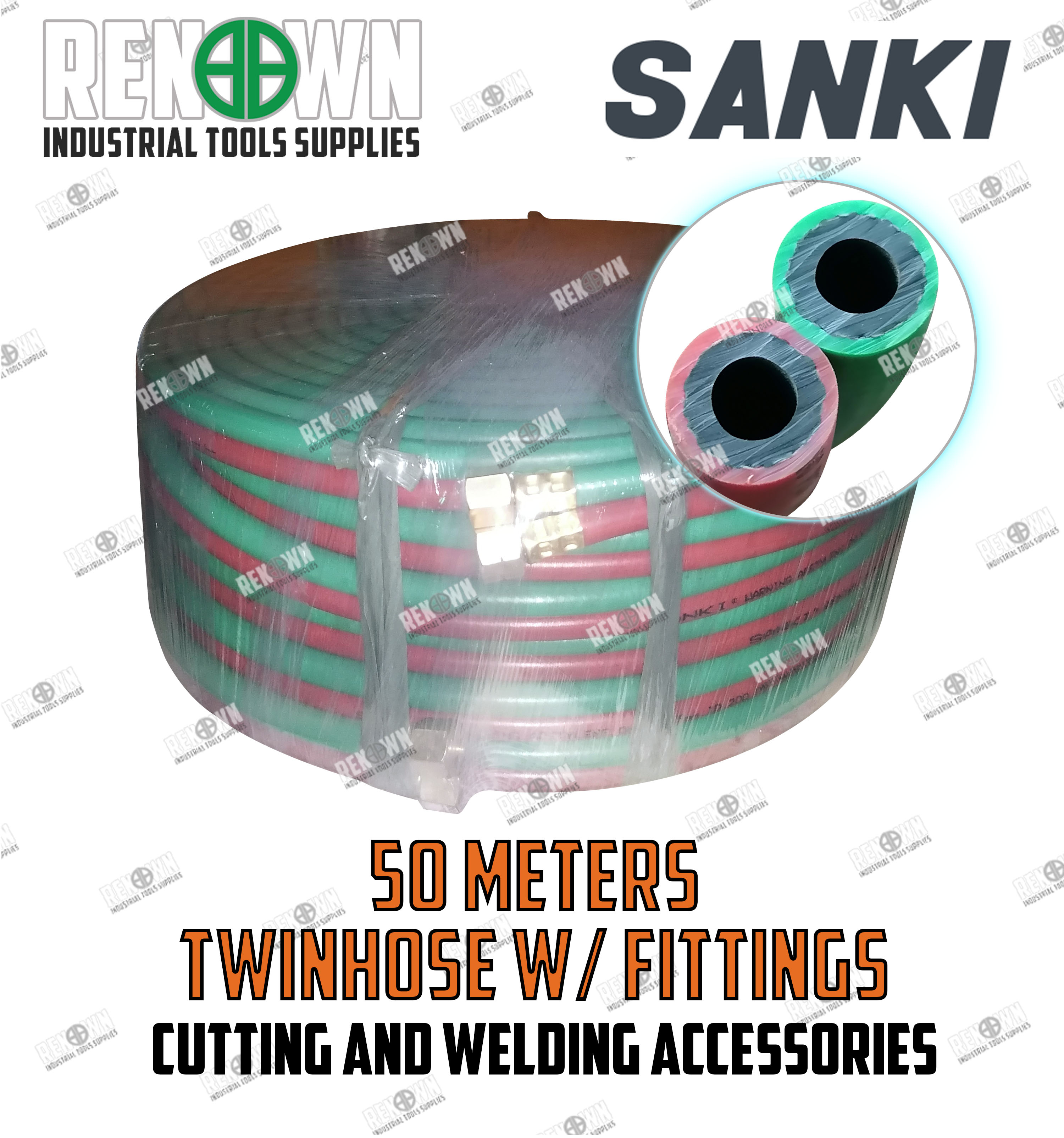 SANKI Twin hose with fittings (for cutting & welding outfit) 100 ft ...