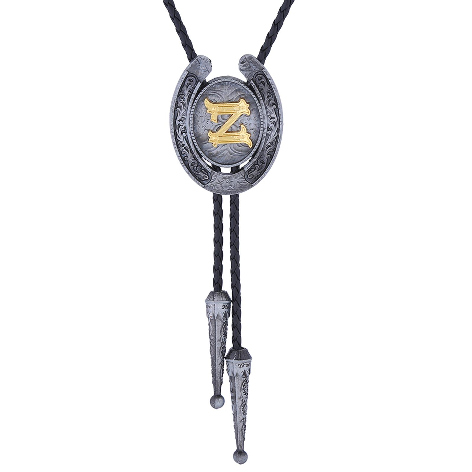 BNTREND Stylish Bolo Tie Western Cowboy Necktie with Pendant PU Leather ...
