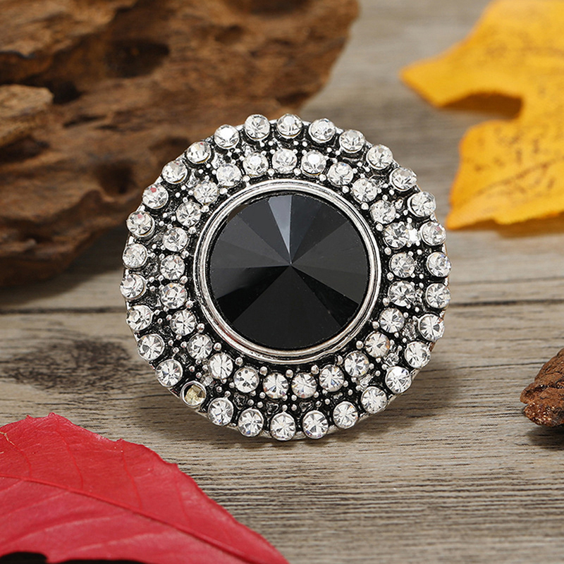 Unique Boho Crystal Stone Ring Big Round Rings For Women Vintage Female ...