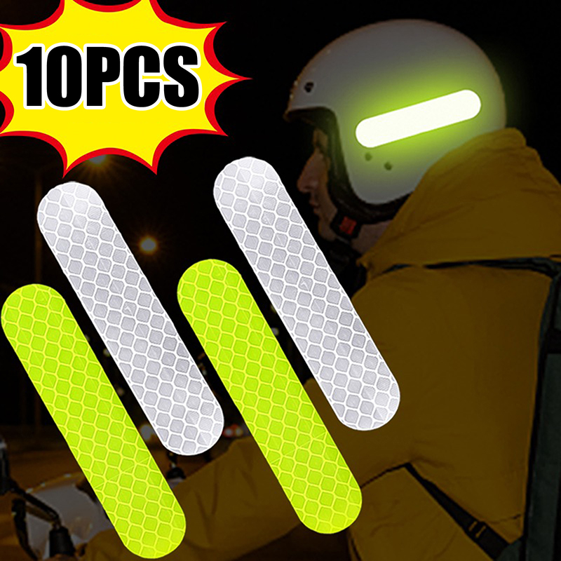 10PCS Helmet Safety Warning Reflective Stickers Strip Waterproof ...
